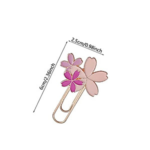 6 Pack Three Cherry Blossoms Cute Paperclip Bookmarks Office Supplies Planner Accessories Clips On Bookmark