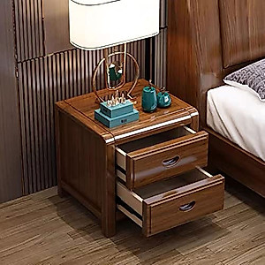 FFNUM Bedside Table Wood Bedside Cabinet Storage Cabinet Living Room Bedroom New Chinese Style Bedside Storage Drawer Small Cabinet Night Stand