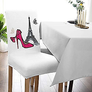 Chair Cover Eiffel Tower And High Heels Dining Chair Slipcovers Butterfly Romantic Love In Paris Stretch Removable Chair Seat Protector Party Decoration