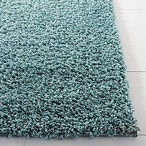 SAFAVIEH Primo Shag Collection 8' x 10' Aqua PRM300J Solid Non-Shedding Living Room Bedroom Dining Room Entryway Plush 1.2-inch Thick Area Rug