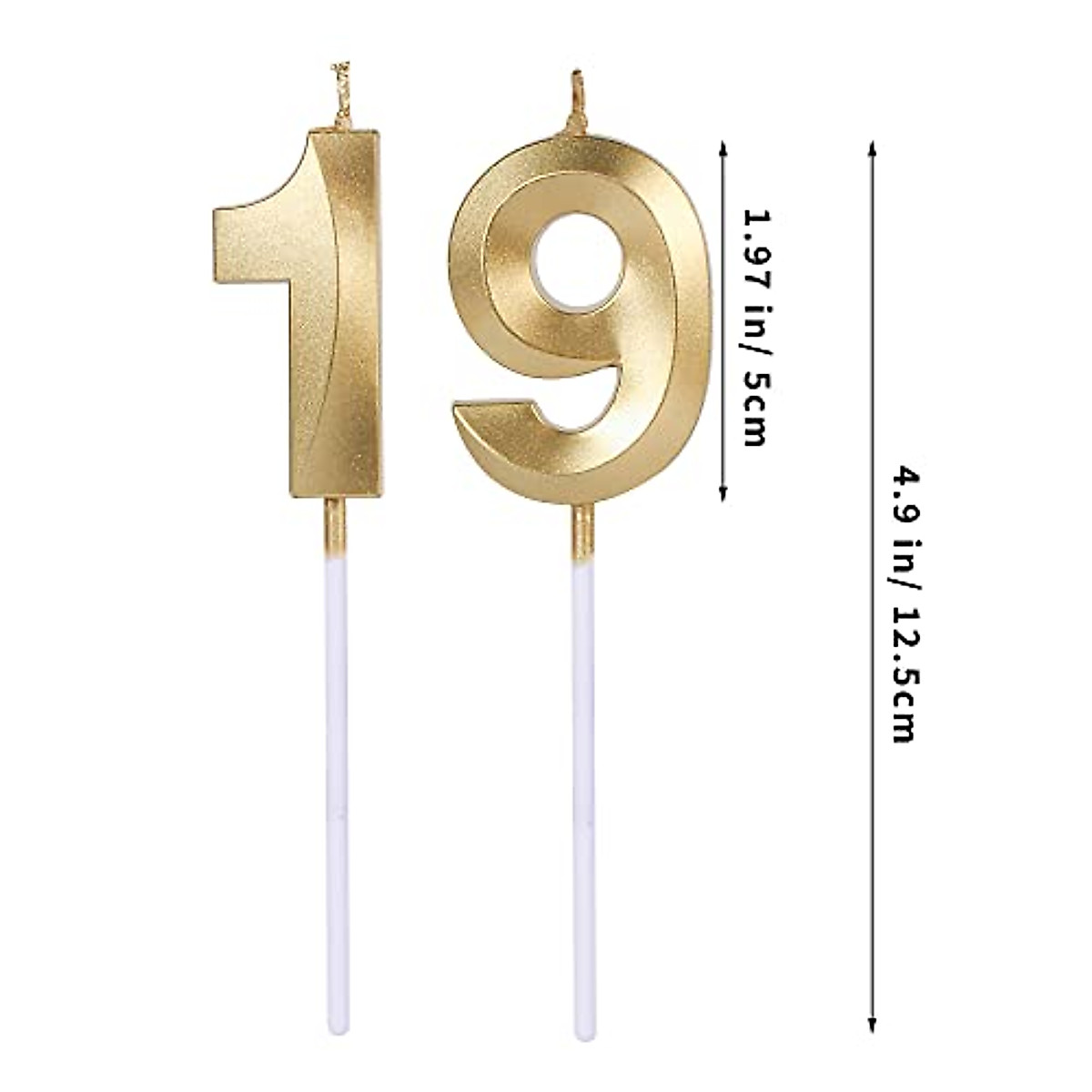 Gold 19th & 91st Birthday Candles for Cakes, Number 19 91 Candle Cake Topper for Party Anniversary Wedding Celebration Decoration