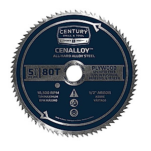 Century Drill & Tool 08253 Cenalloy Plywood Circular Saw Blade 5-1/2" by 80T