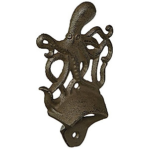 Hampton Nautical Cast Iron Wall Mounted Octopus 6" Bottle Opener