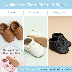 BirdRock Baby Fringeless Moccasins - Genuine Leather Boys and Girls Shoes for Newborns, Infants, Babies, & Toddlers (Classic Brown, US 5.5)