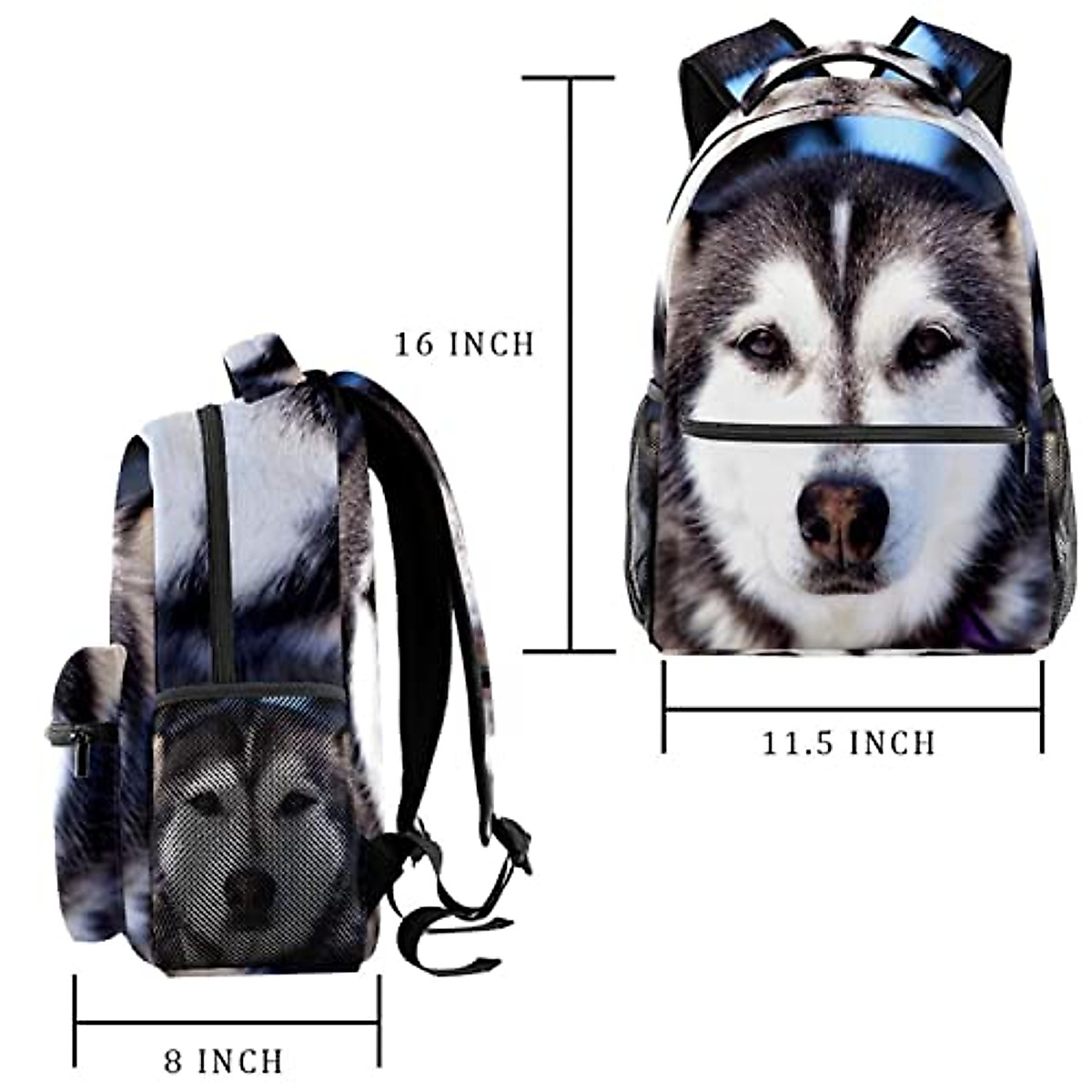 School Backpack Travel Backpack,Boy Girl Backpack,snow forest husky dogs,Outdoor Sports Rucksack Casual Daypack