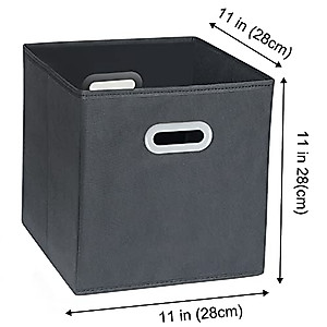 SEVENDOME Fabric Cloth Storage Bins,Fabric Cube Organizer with Dual Handles Foldable Cube Storage Baskets for Home Bedroom Storage,Set of 3, Gray