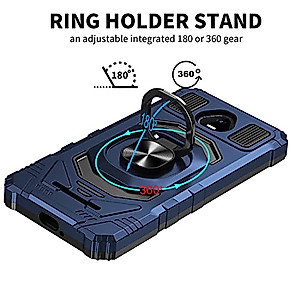 RTYJZ for SCHOK Volt SV55 Case with Tempered Glass Screen Protector, Built in 360°Adjustable Ring Kickstand [Military Grade] Protective Cover for Schok Volt SV55 (SV55216) 5.5" (Blue)