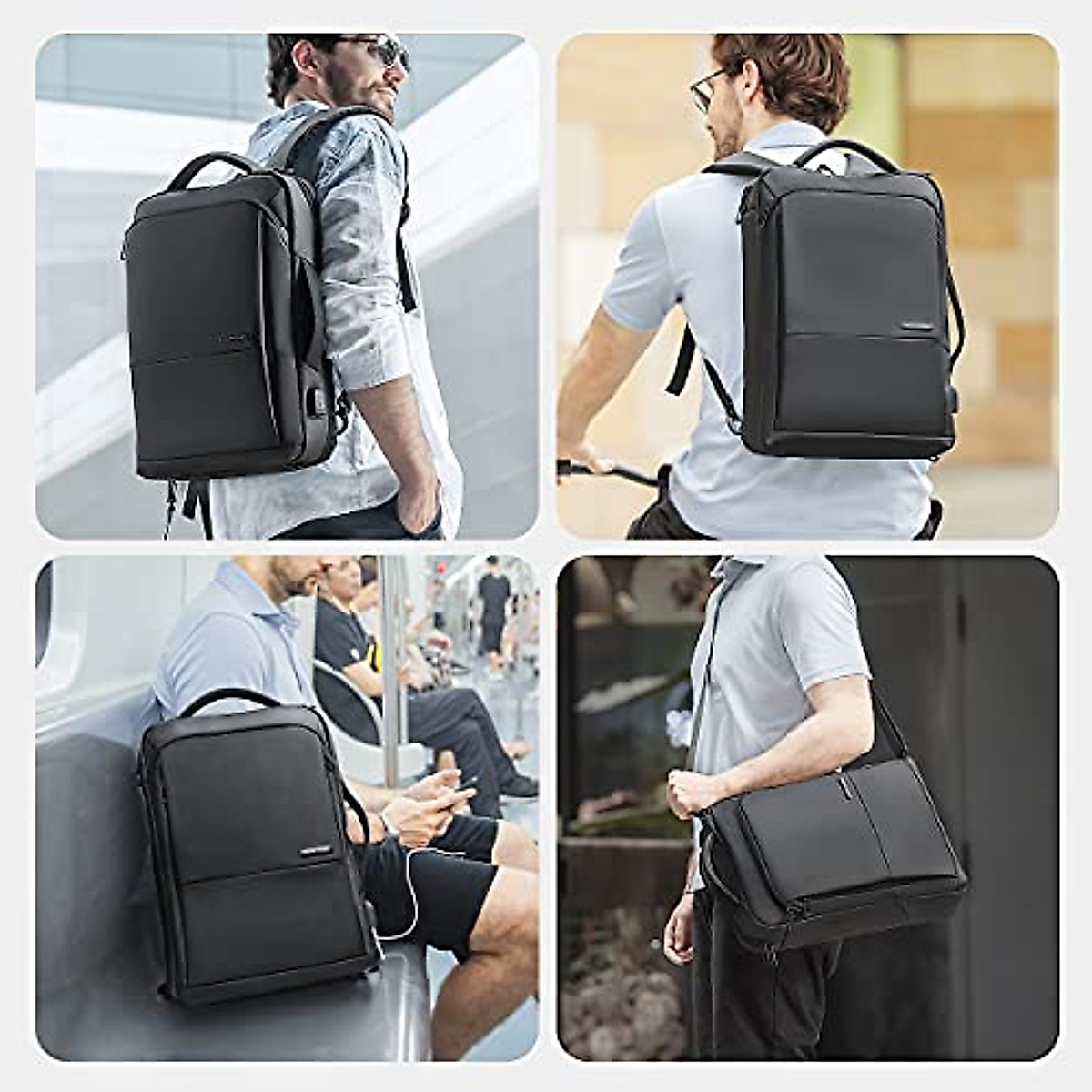 MARK RYDEN Business Laptop Backpack,3 in 1 Waterproof Shoulder Bag Handbag for Men and Women with USB Port for 15.6 Inch Laptop