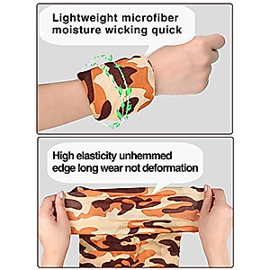 10 Pieces Seamless Bandanas Face Cover Magic Scarf Neck Gaiter Seamless Dustproof Neck Warmer Headbands (Camouflage Style)