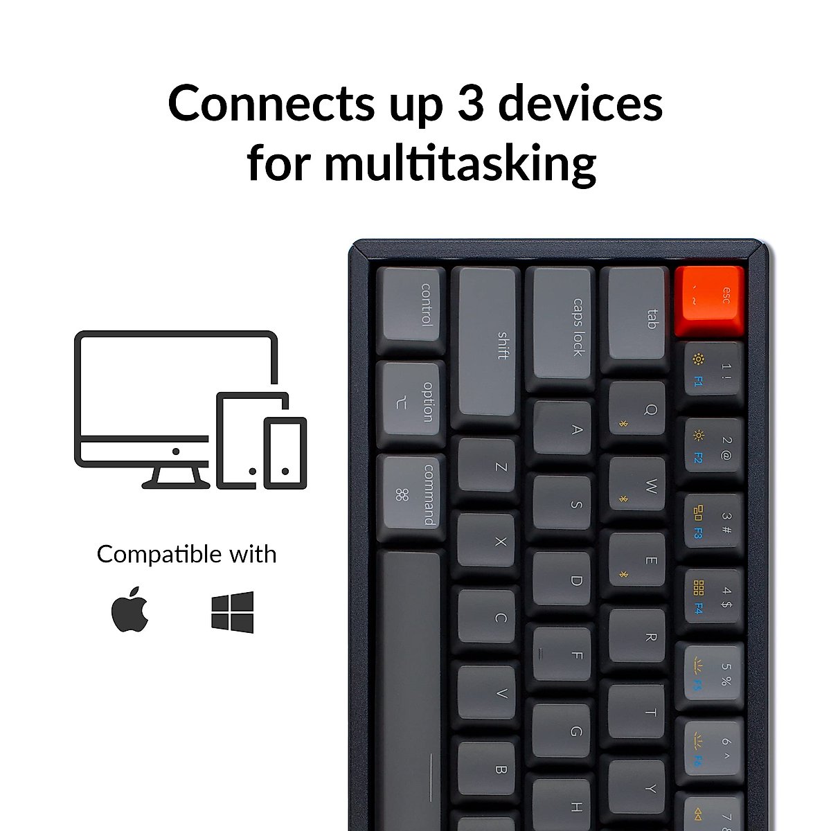 Keychron K12 60% Layout Bluetooth Wireless/USB Wired Mechanical Keyboard with Gateron G Pro Blue Switch/RGB Backlit/N-Key Rollover/Aluminum Frame, Compact 61-Key Computer Keyboard for Mac Windows…
