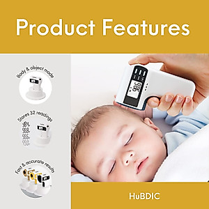 Medical Grade Infrared Non-Contact Forehead Thermometer, Digital Infrared Thermometer for Adults and Kids, Touchless Baby Thermometer, LCD Display and Memory Function (Yellow)