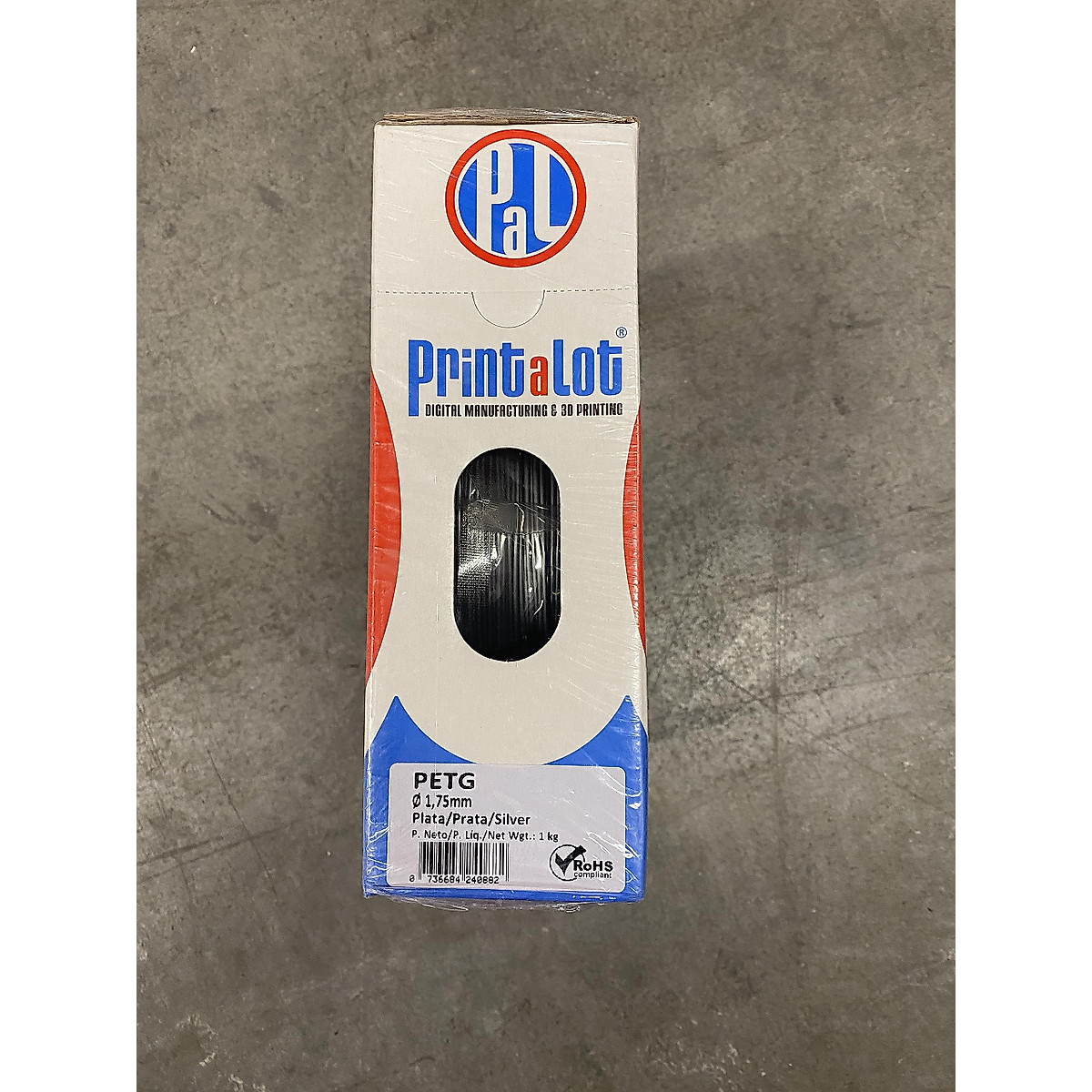 PRINTALOT PETG 3D Printer Filament, Dimensional Accuracy +/- 0.03 mm, 1 kg Spool, 1.75 mm, Silver Silk