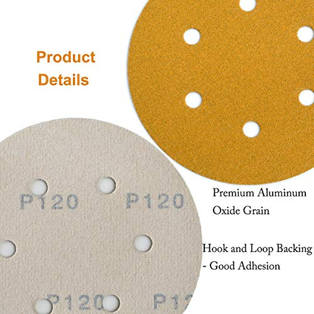 Aiyard 6-Inch 6-Hole Hook and Loop Sanding Discs, 60/80/100/120/150/220/320/400/600/800 Assorted Grits Sandpaper for Random Orbital Sander, 100-Pack