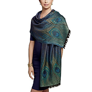 MMA Shawl Scarf Womens Shawls Warm Like Pashmina Scarf Wrap Evening or Day Peacock Design