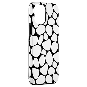 iPhone 12 Pro Max Black & White Pebble Pattern Decorative Rock Shapes Case