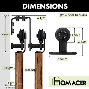 Homacer Black Rustic Double Track U-Shape Bypass Sliding Barn Door Hardware Kit, for Four Doors, 12ft Long Flat Track, T-Shape Design Roller