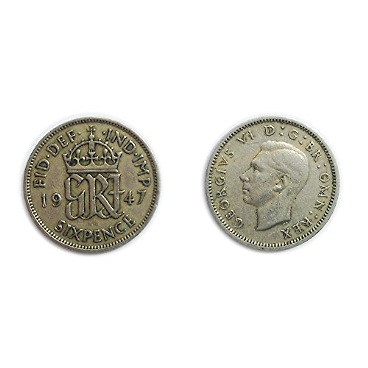 Coins for Collectors - Circulated British 1947 George VI Sixpence / Six Pence 6p Coin / Great Britain