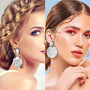 12 Pairs Gold Silver Geometric Earrings Exaggerated Statement Earrings Punk Stylish Sectored Twisted Earring Jewelry for Women (Silver)