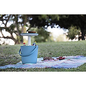 Keter Go Bar 4.2 Gallon Beer and Wine Cooler with Handle and Pop Up Outdoor Table - Perfect for Your Patio, Picnic, and Beach Accessories, Teal