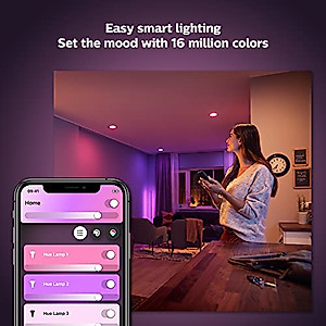 Philips Hue White and Color Ambiance Extra Bright Dimmable Recessed LED Smart 6" Downlight for Retrofit Cans Compatible with Amazon Alexa Apple HomeKit and Google Assistant - 4 Pack (578674), Plastic