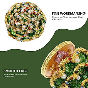 VOSAREA Christmas Tree Ring Holder Christmas Tree Figurine 1pc Christmas Tree Jewelry Box Miss Crafts Accessories Tin Alloy Tabletop Christmas Tree Christmas Tree Table Decor