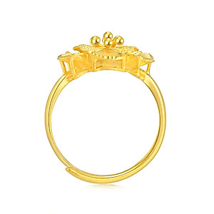 CHOW SANG SANG 999.9 24K Solid Gold Price-by-Weight 7.11g Gold Flower Ring for Women and Wedding Occasion 86577R | Size Adjustable