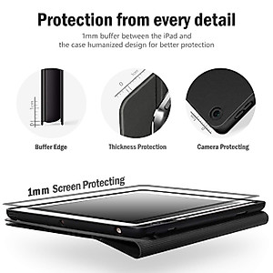 Antbox Case for iPad 9th Generation/iPad 8th Generation with Pencil Holder Vegan Leather Smart Cover for iPad 10.2'' 9th/8th/7th Gen (Black)