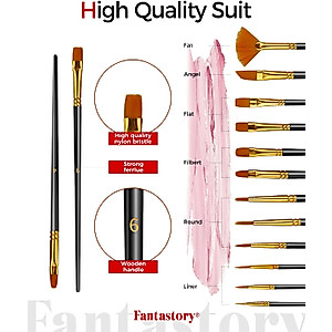 Fantastory Acrylic Paint Set, 24 Classic Colors(2oz/60ml), Professional Craft Paint, Art Supplies Kit for Adults Canvas/Fabric/Rock/Glass/Stone/Ceramic/Model/Wood Painting with 12 Brushes