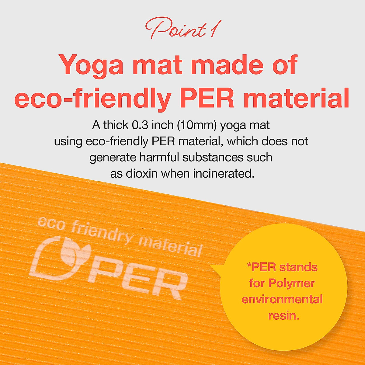 Primasole Yoga Mat Eco-Friendly Material 1/2"(10mm) Non-Slip Yoga Pilates Fitness at Home & Gym Twin Color Coral Red/Gray