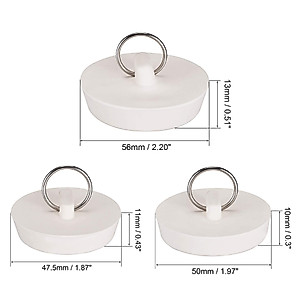 uxcell Drain Stopper, 3 Sizes Rubber Sink Stopper Plug 43mm/47mm/51mm with Hanging Ring for Bathtub Kitchen and Bathroom 1Set (3 Pieces)