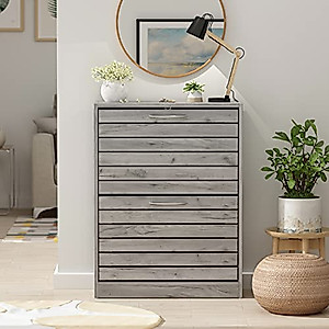 FUFU&GAGA Shoe Cabinet with 2 Flip Drawers for Entryway, Modern, Freestanding Rack Storage Organizer (22.4”W x 9.4”D x 29.5”H) (Light Grey)