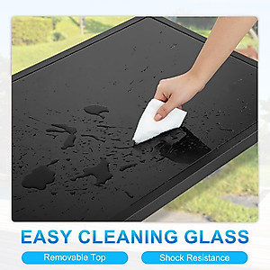 PayLessHere 4 Piece Outdoor Conversation Set for Patio Lawn Poolside with Glass Coffee Table Tempered Glass Tabletop Waterproof Set Textile Modern Conversation Set