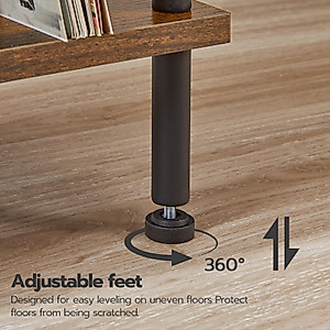 HOOBRO Record Player Stand with Charging Station, 2 Tier Record Player Table with Storage Up to 80-100 Albums, Turntable Stand with Record Holder, for Vinyls Media Stereo, Rustic Brown BF01URS01