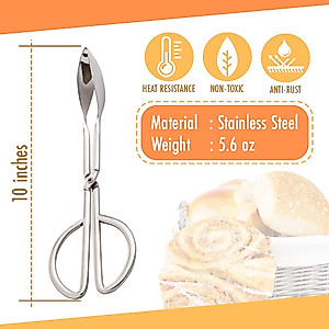 2 Pack Buffet Tongs 10 Inch Stainless Steel Serving Tongs Utensils for Catering Grilling Barbecue Seafood Frying Cooking, Heat Resistant Food Tongs for Salad Cake Party Bread Dessert Home Kitchen