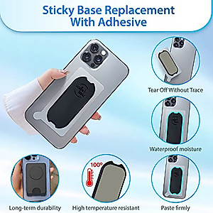Adhesive Base for Pops Wallet, Detachable Sticky Back Replacement Compatible with Socket Wallet Plus, 2pcs Swappable Black Attachment Piece Plastic Sleeve with 3M Strip Sticker for Wallet+ & iPhone 14