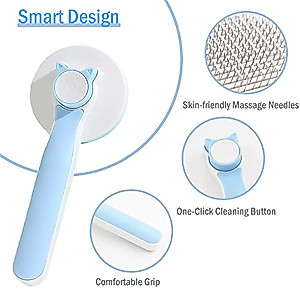 Yintoper Cat Brush with Release Button, Self Cleaning Slicker Brush for Shedding Grooming or Massage, Cat Brush for Indoor Cats Removes Loose Fur, Dog Brush for Short or Long Hair Dogs, Cats, Rabbits