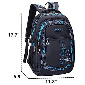 BYPTNF Backpack for Boy Student Kid Waterproof Durable Elementary Middle Casual Bookbag (C-Black)