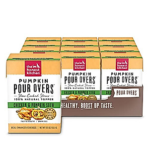The Honest Kitchen Pumpkin POUR OVERS Wet Toppers for Dogs (Pack of 12), 5.5 oz - Chicken Stew