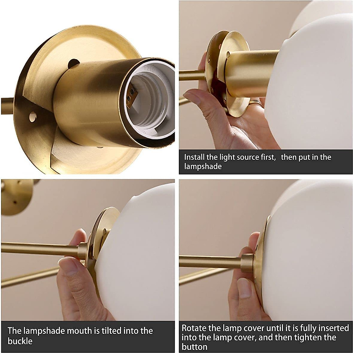 KCO Lighting 6-Light Globe Sputnik Chandelier Milk Glass Modern Gold Chandelier Light Fixture Mid Century Sputnik Chandeliers Pendant Lighting Brushed Brass Chandelier (Gold+White)