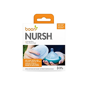Boon Nursh Baby Bottle Storage Buns - Baby Bottle Holder for Nursh Baby Bottles - Travel Baby Bottle Holder - Blue and White - 3 Count