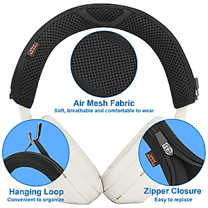 Desing Wish WH-1000XM5 Headband Cover Air Mesh Fabric Replacement Headphone Headband Cushion Pad Cover Compatible with Sony WH-1000XM5 Headphone Headband Protector (Black)