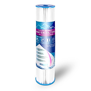 Big 20 x 4.5 inches Pleated Washable & Reusable Sediment Filter 5 Micron Amplified Surface Area, Removes Sand, Dirt, Silt, Rust, Extended Filter Life for 20" Big Housing