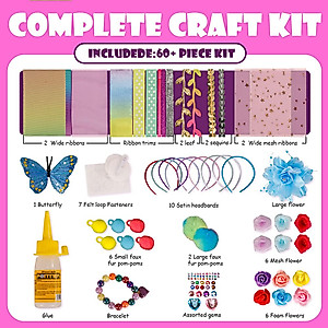 Headband Making Kit for Girls, Make Your Own Fashion Headbands, Arts & Crafts Gift for Ages 5 6 7 8 9 10 11 12 Year Old Kids, Birthday Holiday Gift for Girls Ideas, DIY Toy Gifts for Ages 5-12