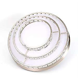 CNCEST 42inch Invisible Ceiling Fan LED Ceiling Fan with Light Telescopic Fan and Chandelier W/3 Color Temperatures Dimming 3 Wind Speed Remote Control Kitchen Living Bedroom Indoor Silver