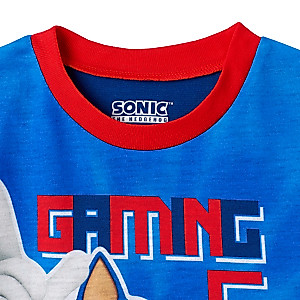 Sonic The Hedgehog Boys Pajamas for Kids 4 Piece Sleepwear Sets for Boys Pajama Bottoms and Sleep Shirts Red-blue