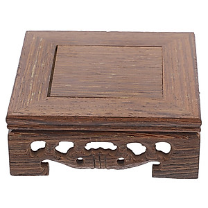 COLLBATH 4pcs Carved Wood Lifting Base Wood Display Stand Riser Flower Pot Stand Thai Wood Base Retro Crafts Stand Planter Holder Buddhist Plant Holder Wood Trim Desktop Teapot Stand Wooden