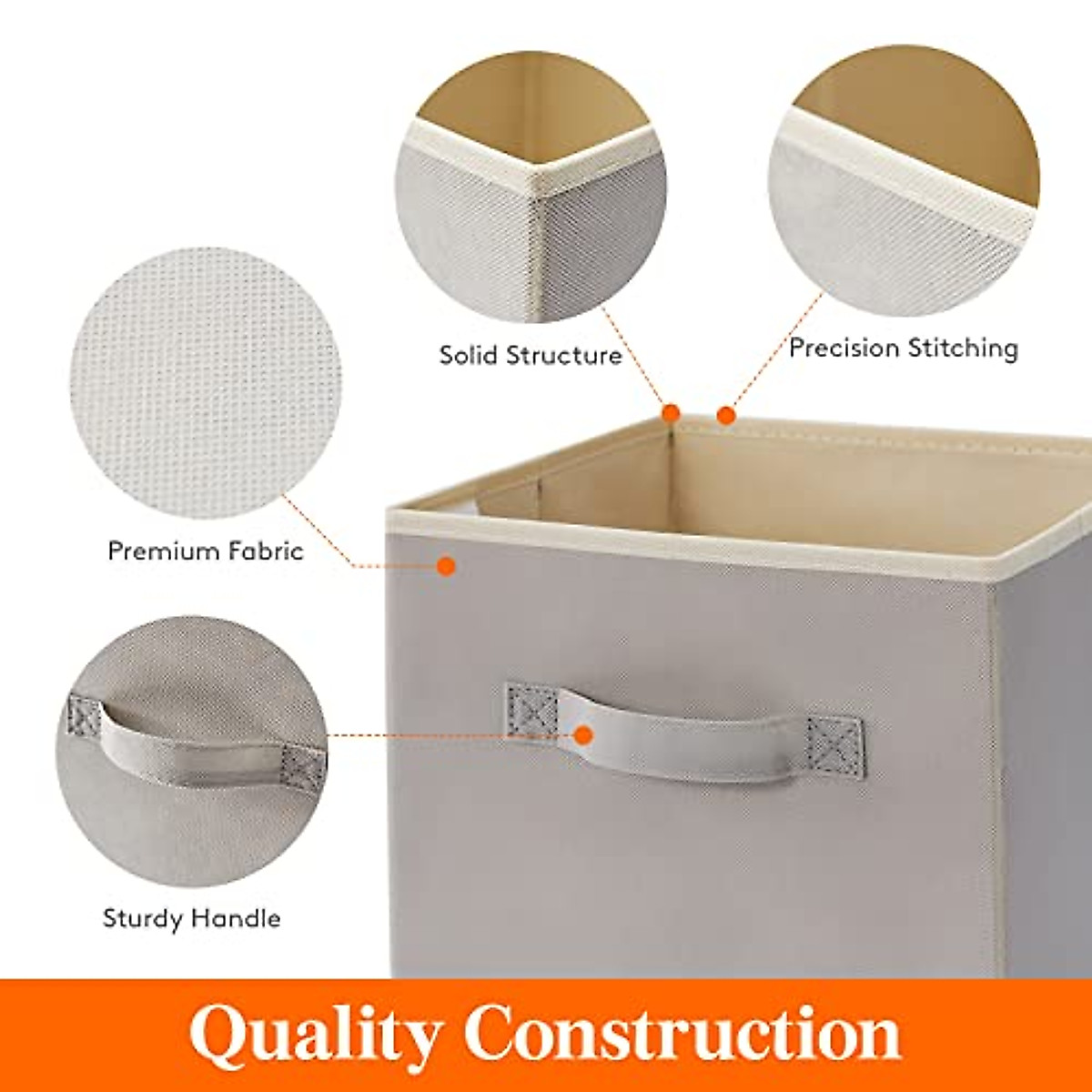 Lifewit 6 Pack 18L Storage Cubes (Light Grey), Bundle with 6 Pack 20L Storage Baskets (Grey)