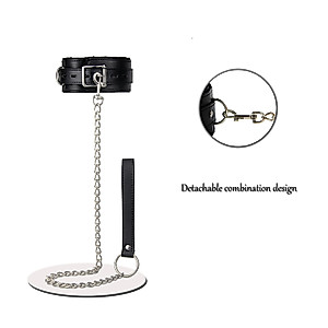 Leather choker Collar with Bell Adjustable Size for women Black