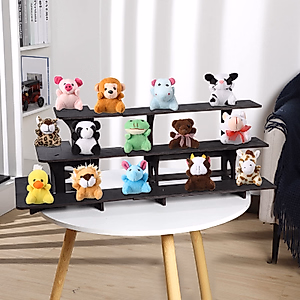 3 Pcs 3 Tiers Retail Table Display Stand Wooden Corner Display Rack Portable Shelf Rack for Retail Table Top, Counter Top, Craft Shows, Farmers Market, Trade Shows Small Products Display (Black)