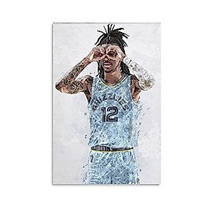 FANCHUANG Ja Morant Poster Paper Dunk for Wall Decor Boys Bedroom Canvas Wall Poster Signed Inspirational Posters Unframe-style 12x18inch(30x45cm)